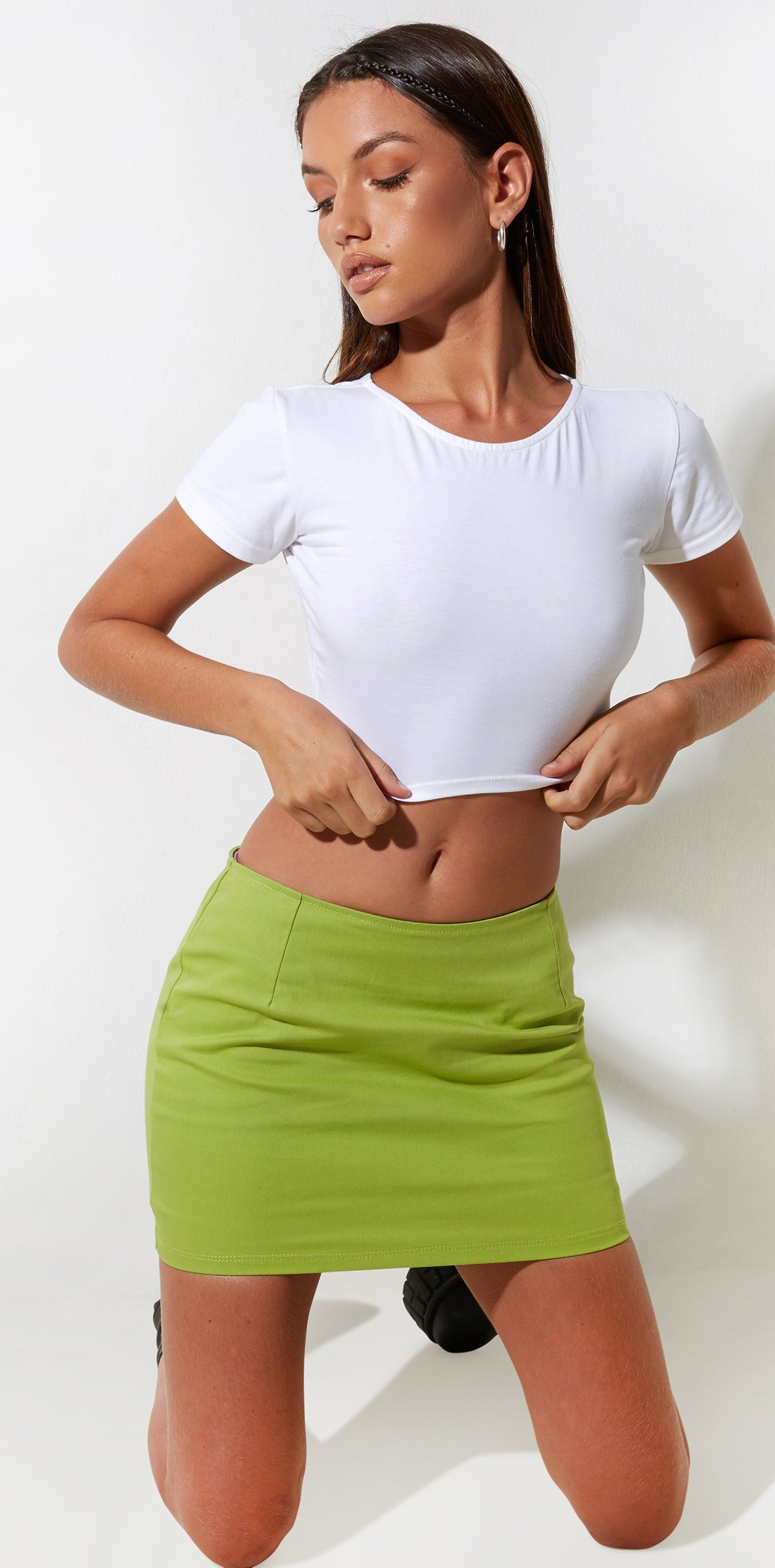 Green Low Rise Mini Skirt | Ima – motelrocks-com-us