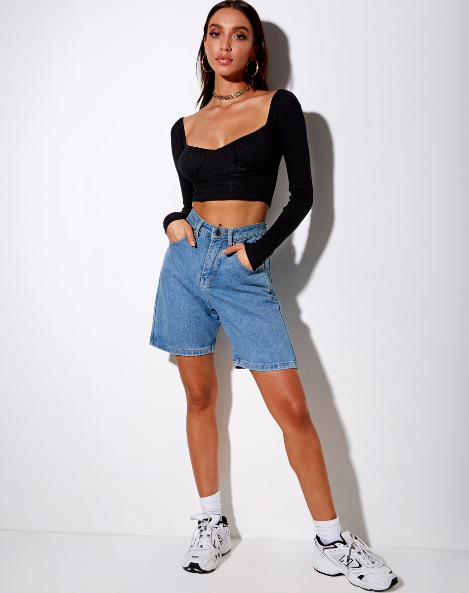 Inalo Crop Top in Rib Black – motelrocks-com-us