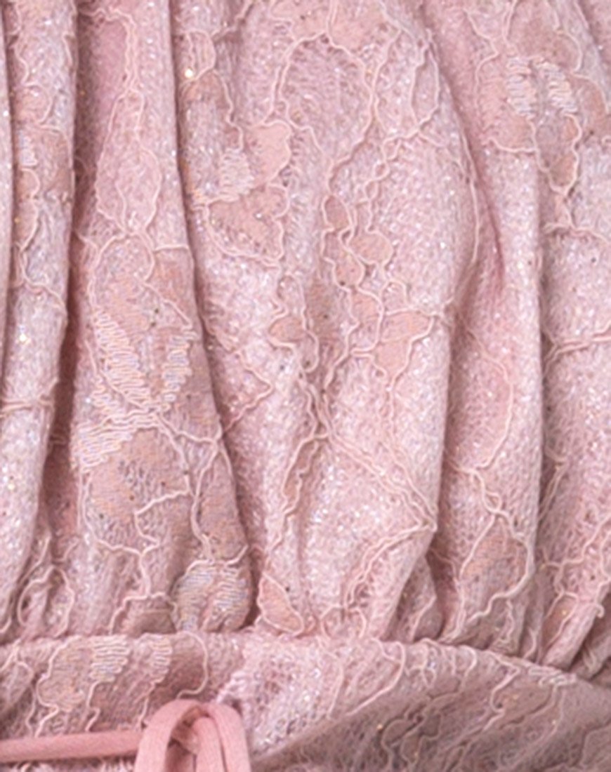 Lace Overlay Pink Rose Ruched Dress | Janette – motelrocks-com-us
