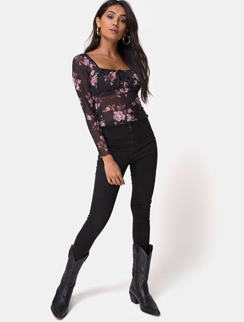 Long Sleeve Floral Top | Janina – motelrocks-com-us