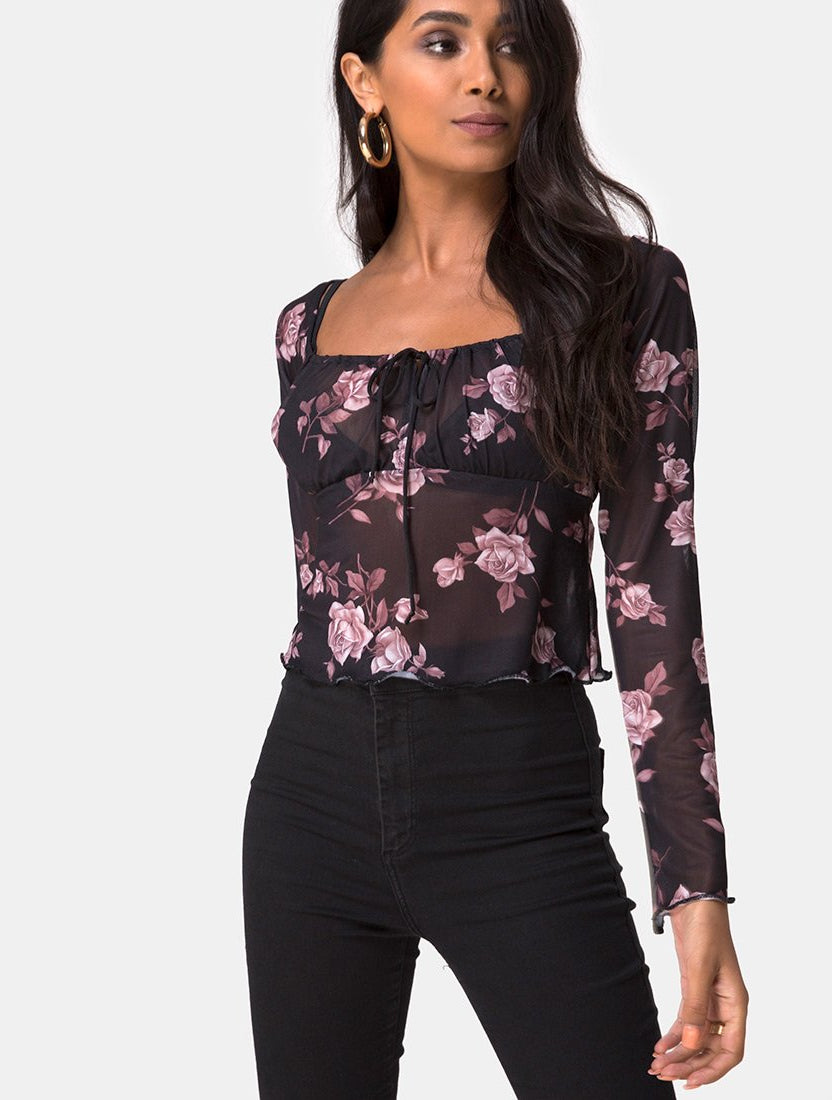 Long Sleeve Floral Top | Janina – motelrocks-com-us