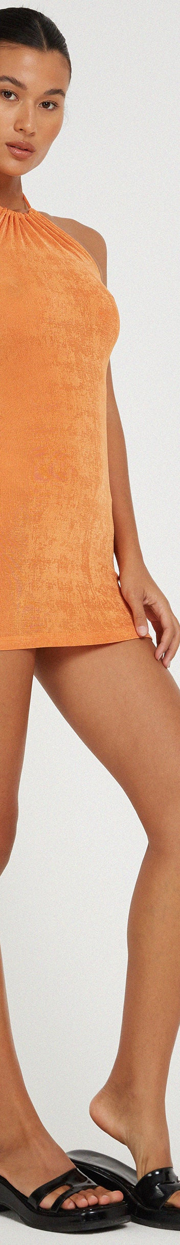 Orange Halterneck Open Back Mini Dress | Jedida – motelrocks-com-us