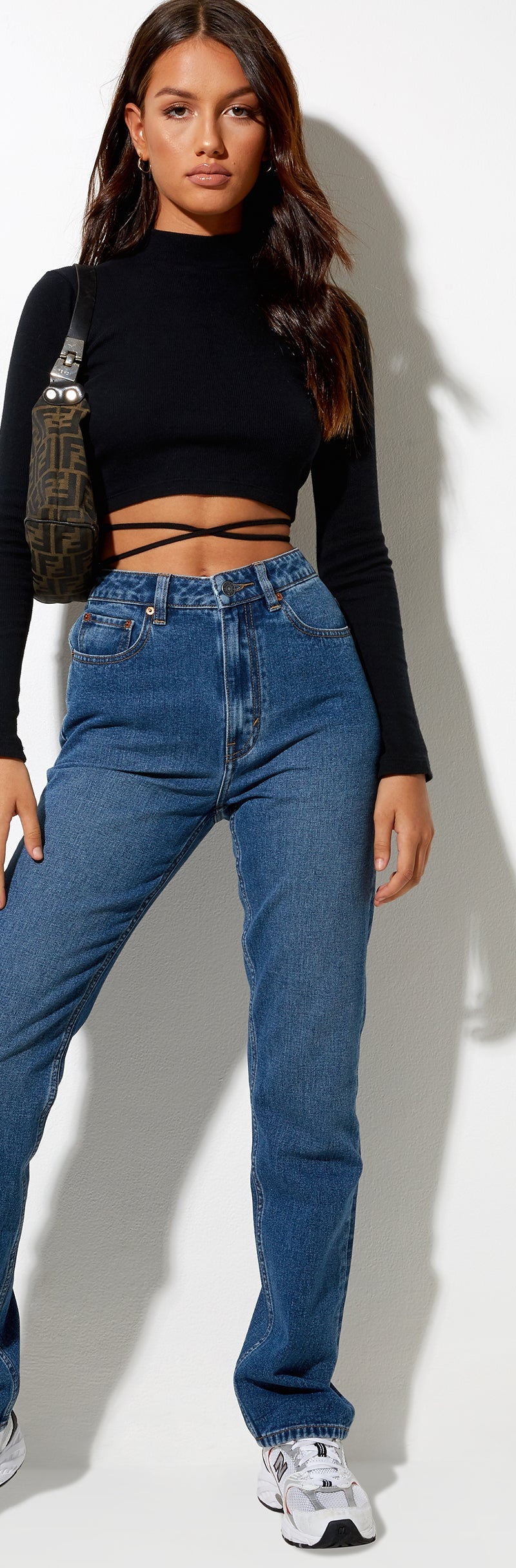 High Waisted Straight Leg Mid Wash Denim Jeans | Jess – motelrocks-com-us