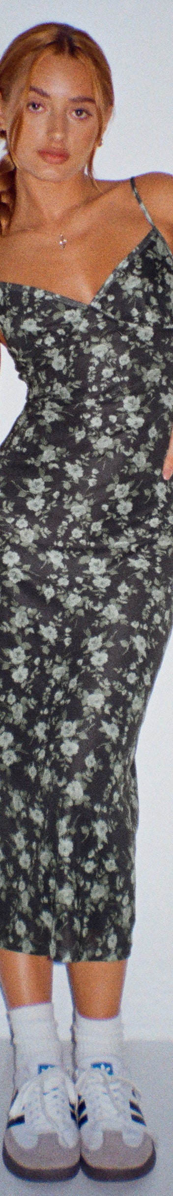 Green Floral Print Strappy Midi Dress | Kalana – motelrocks-com-us