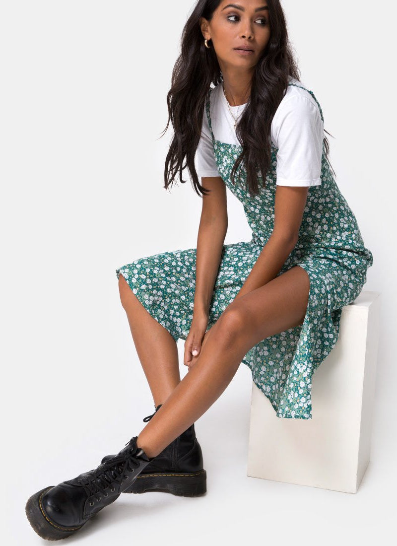 Kaoya Midi Dress in Floral Field Green – motelrocks-com-us