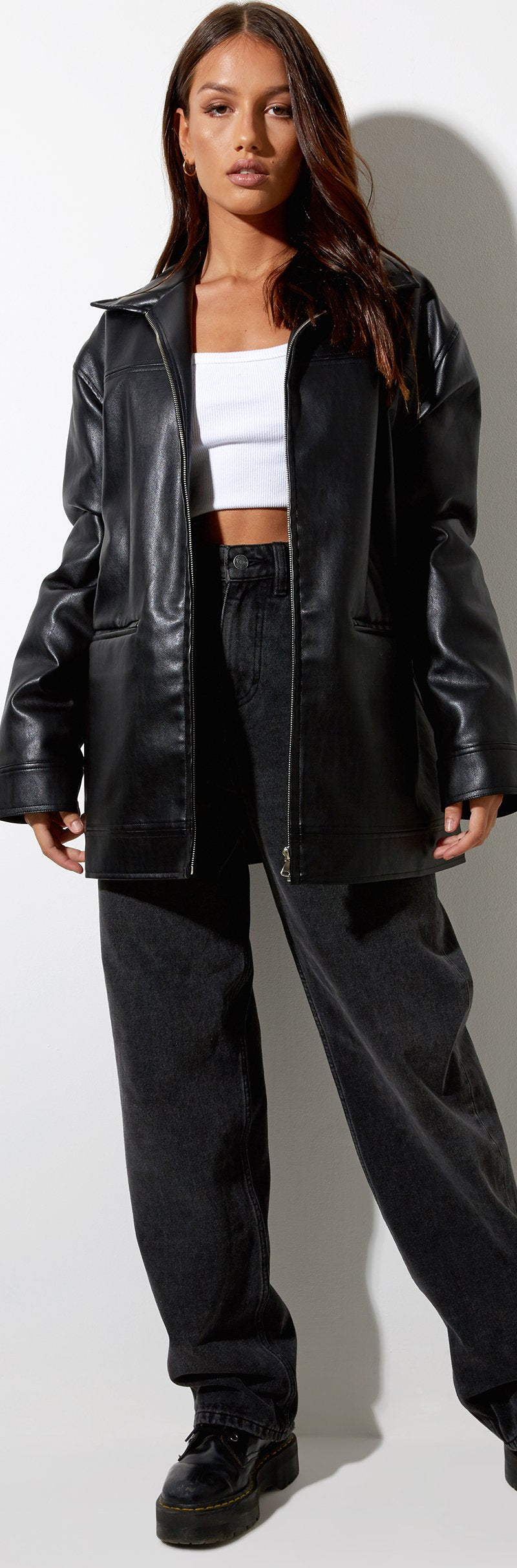 Long Sleeve Black Pu Jacket | Katana – motelrocks-com-us