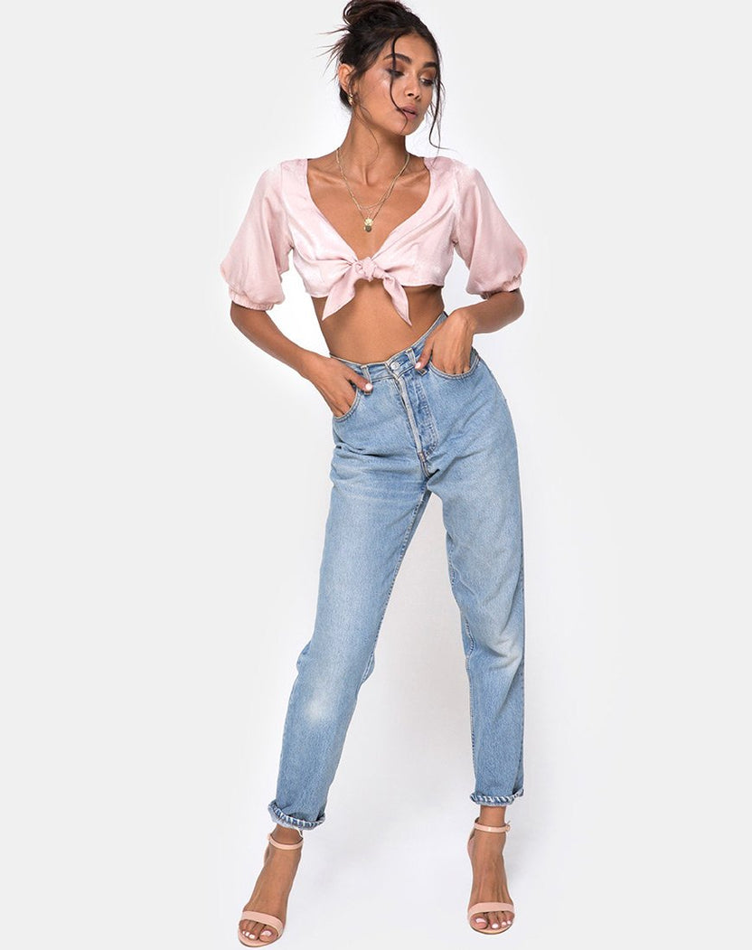 Kavida Crop Top in Satin Dusty Rose – motelrocks-com-us