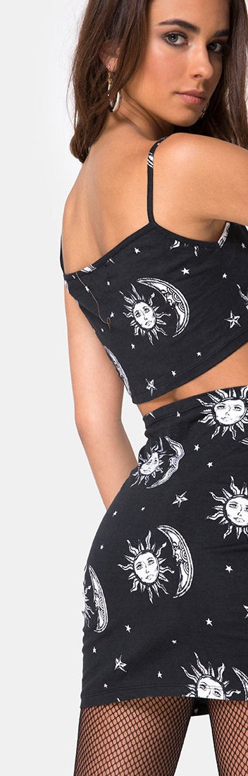 Kini Crop Top in Sun Moon Stars BW – motelrocks-com-us