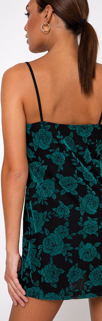 Teal Floral Flock Mini Dress | Kumala – motelrocks-com-us