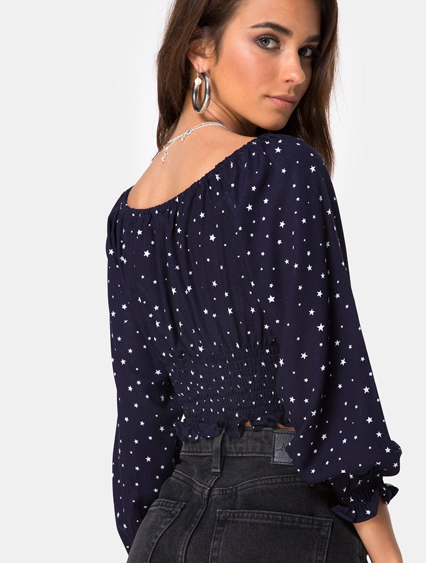 Lancer Crop Top in Stars Struck Navy – motelrocks-com-us