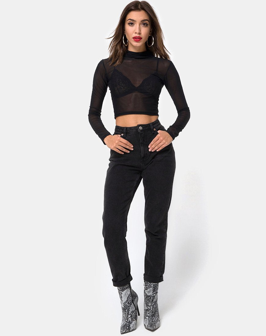 Rhala Crop Top in Black Net – motelrocks-com-us