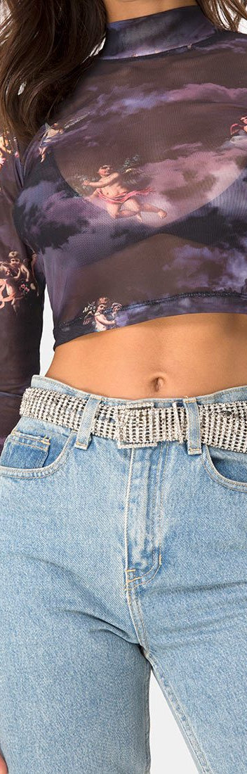 High Neck Sheer Purple Angel Crop Top | Lara – motelrocks-com-us