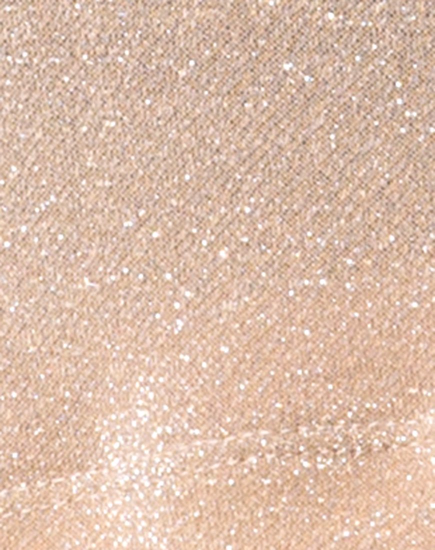 Sparkly Sheer Tan Long Sleeve High Neck Crop Top | Lara – motelrocks-com-us