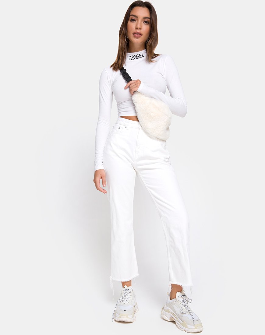 Lara Crop in White with Angel Embro – motelrocks-com-us