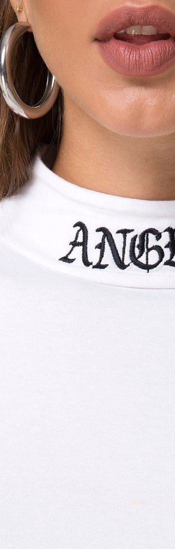 Lara Crop in White with Angel Embro – motelrocks-com-us