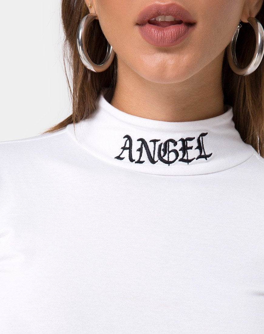 Lara Crop in White with Angel Embro – motelrocks-com-us