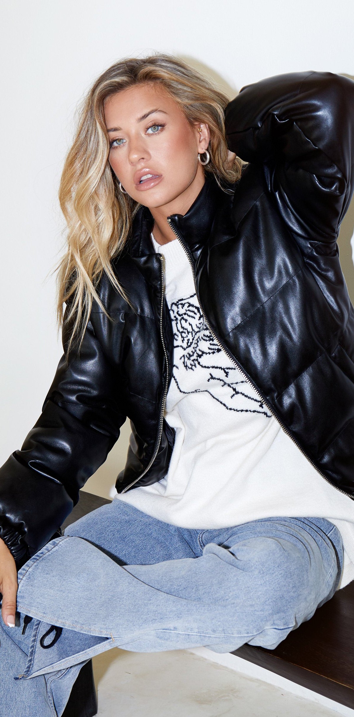 Black PU Leather Puffer Jacket | Puffa – motelrocks-com-us