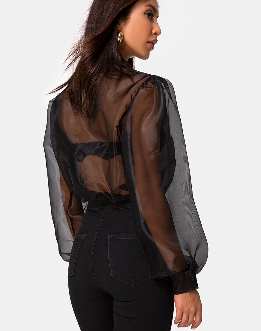 Organza Black Shirt | Makiza – motelrocks-com-us