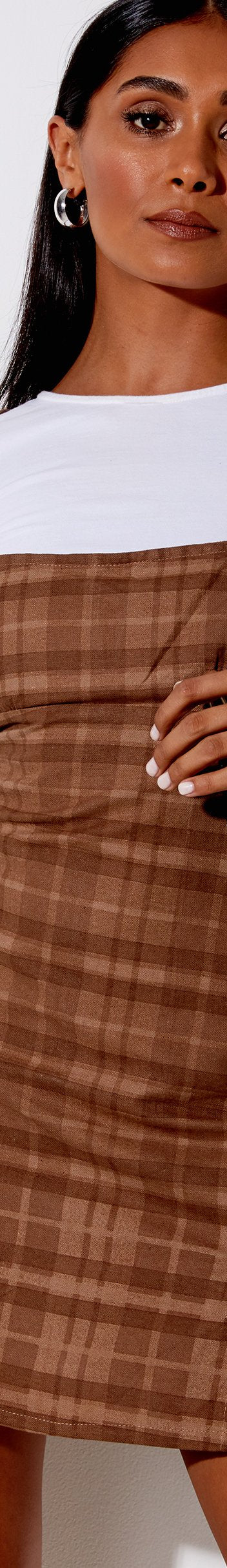 Brown Check Square Neckline Thick Strap Mini Dress | Mehra – motelrocks ...