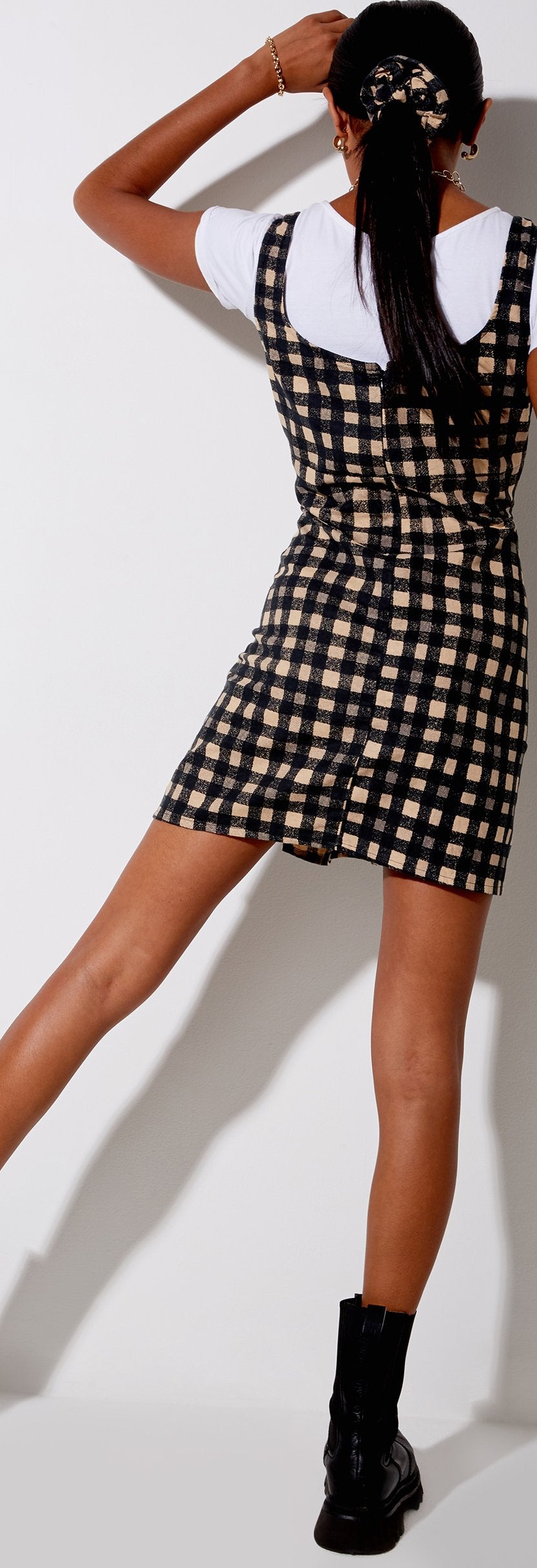 Black and White Check 90's Grunge Mini Dress | Mehra – motelrocks-com-us