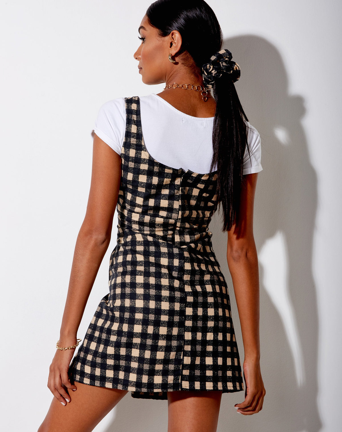 Black and White Check 90's Grunge Mini Dress | Mehra – motelrocks-com-us