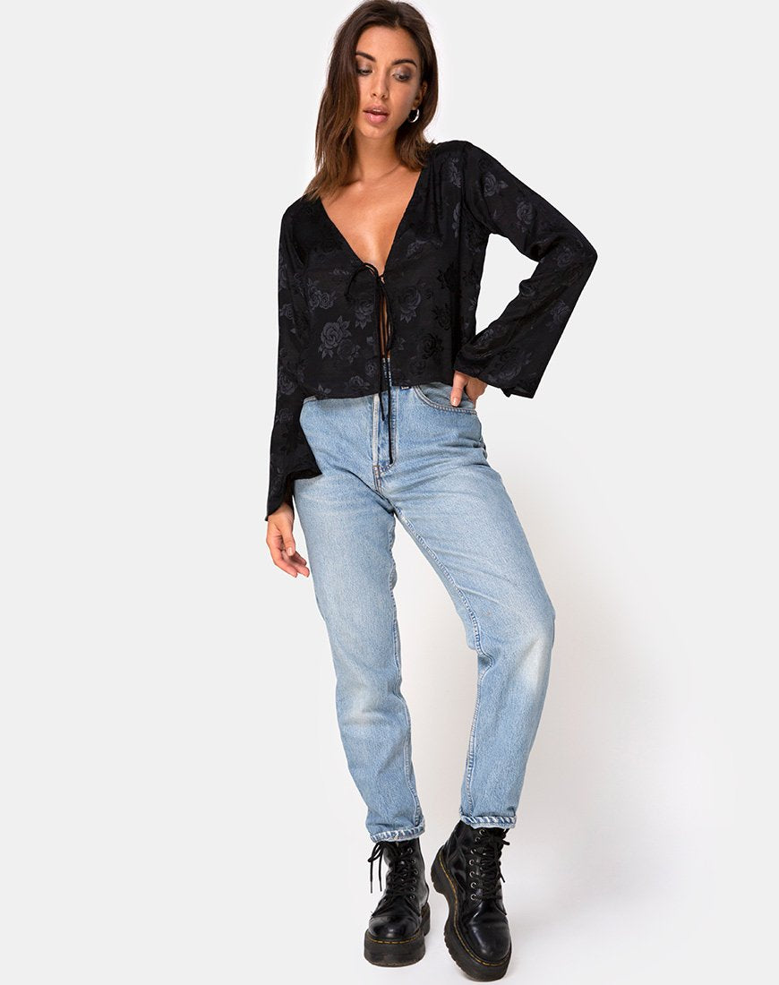 Merida Top in Satin Rose Black – motelrocks-com-us