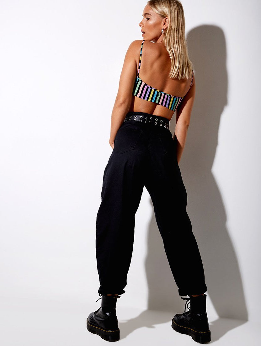 Multicoloured Striped Crop Top | Micro – motelrocks-com-us