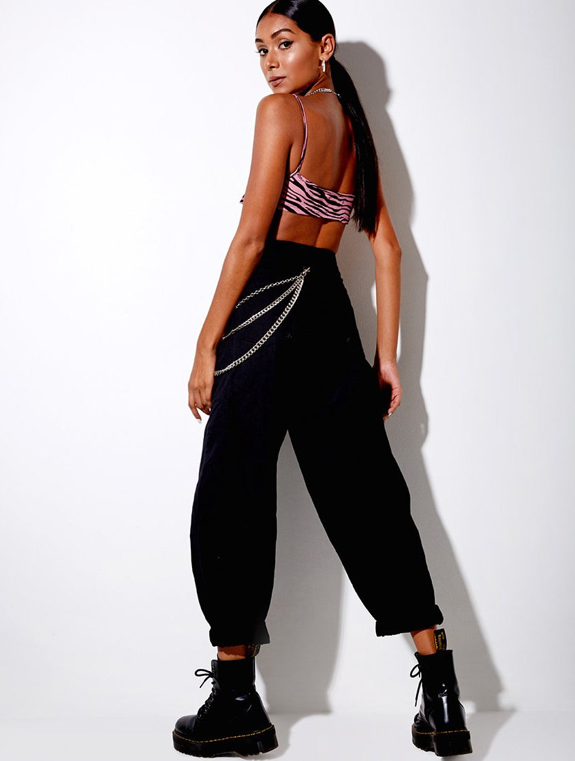 Pink and Black Zebra Crop Top | Micro – motelrocks-com-us