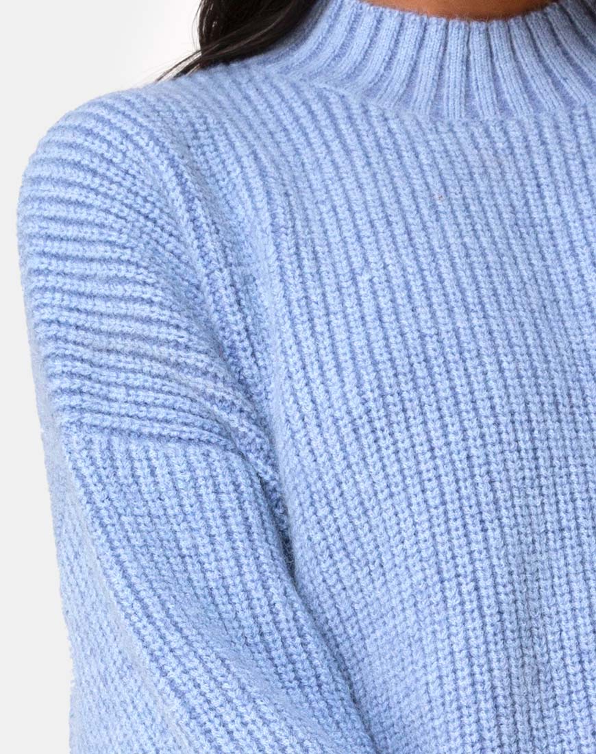 Knitted Oversized Sky Blue Jumper | Mody – motelrocks-com-us