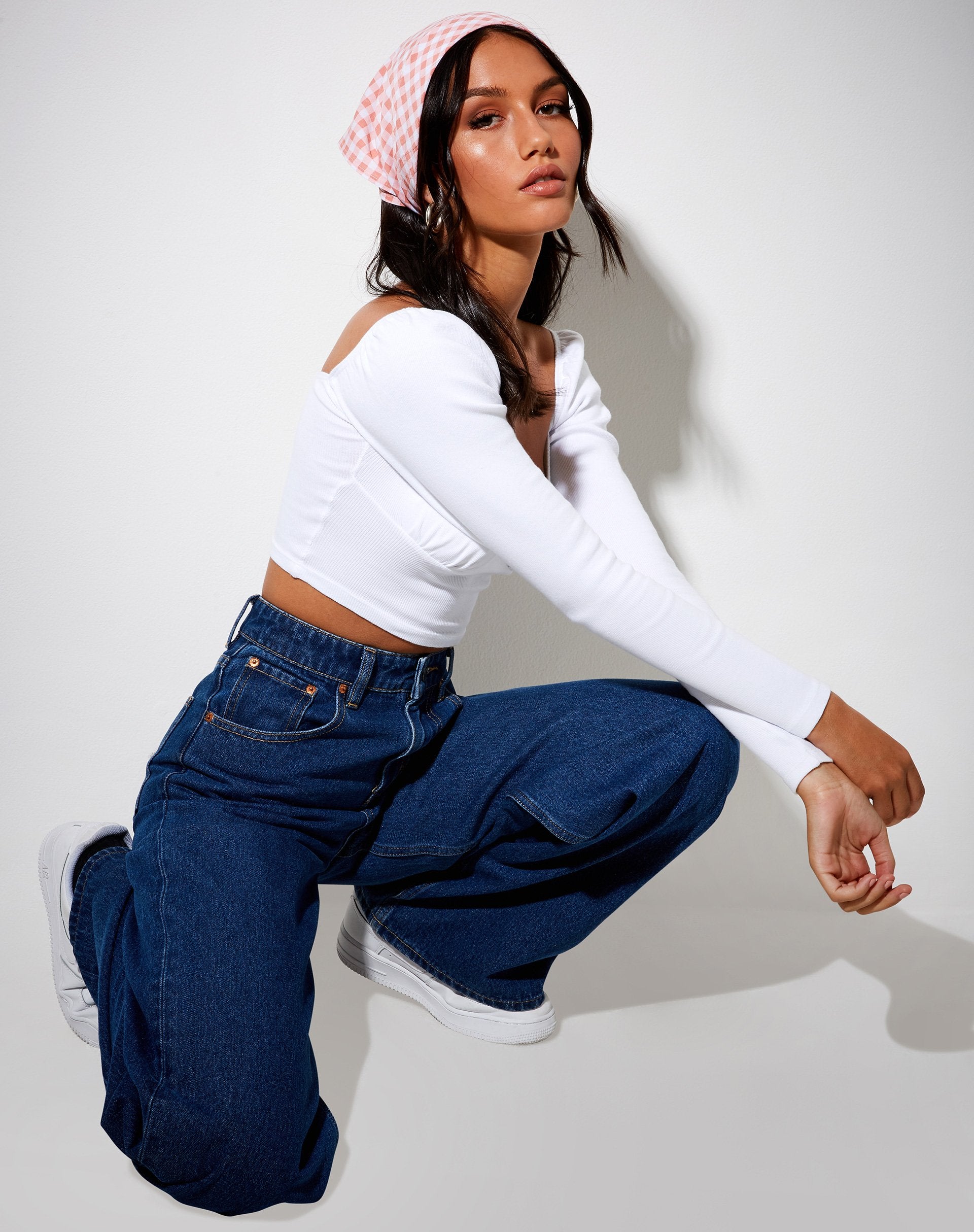 Pink Gingham Check Head Accessory | Bandana – motelrocks-com-us