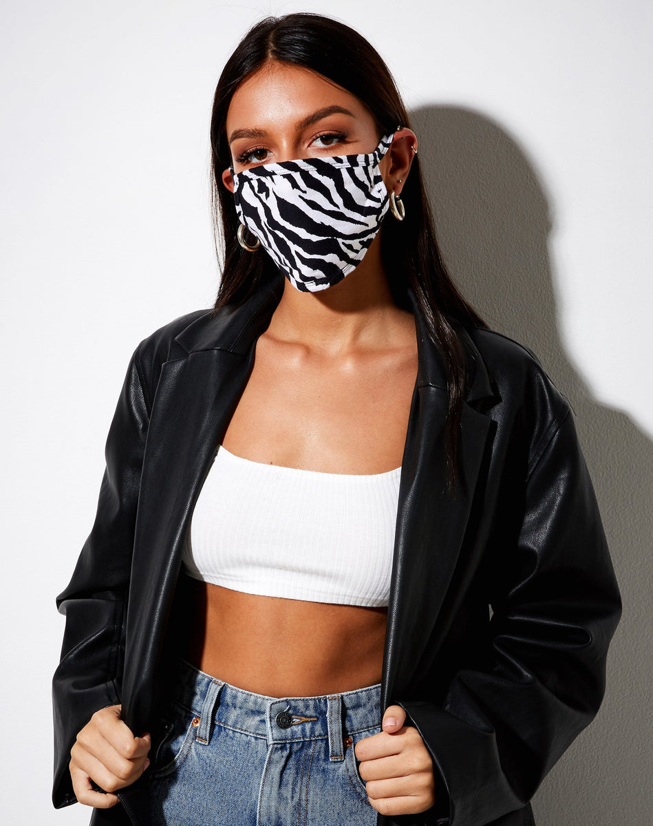 Black and White Zebra Print Fashion Face Mask – motelrocks-com-us