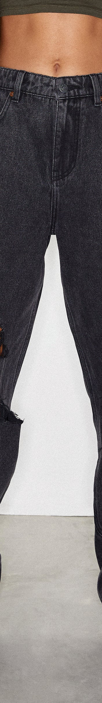 Black Ripped Wide Leg Denim Jeans | Rips Parallel – motelrocks-com-us