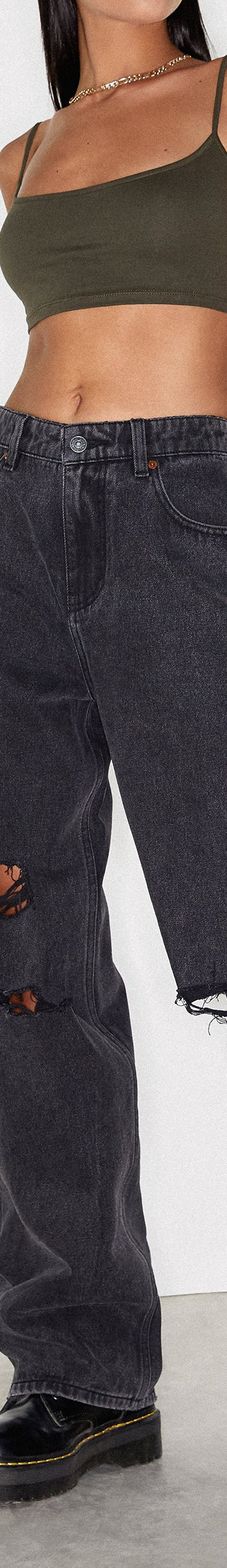 Black Ripped Wide Leg Denim Jeans | Rips Parallel – motelrocks-com-us