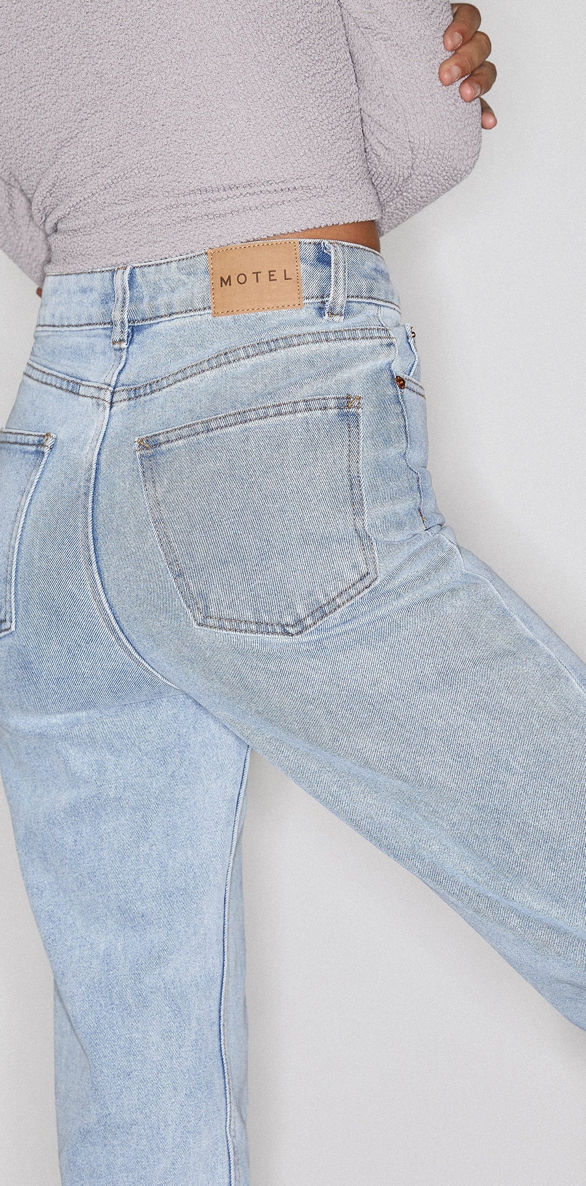Light Blue Denim High Waisted Split Hem Jeans | Straight Leg ...