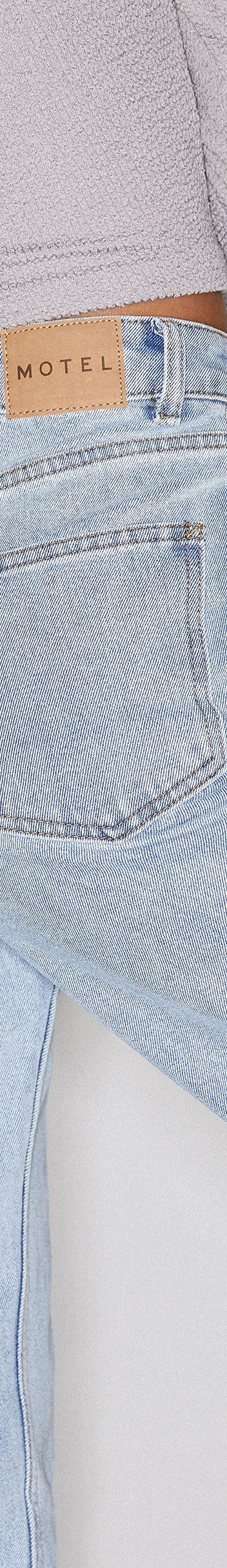 Light Blue Denim High Waisted Split Hem Jeans | Straight Leg ...