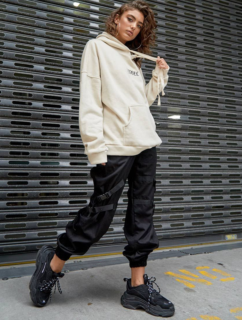 Clive Cargo Trouser in Black Buckle – motelrocks-com-us