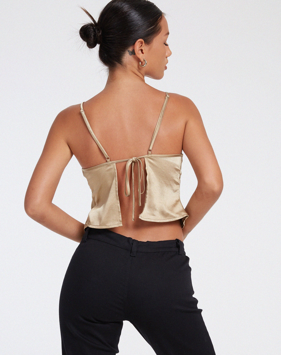 Gold Square Neck Satin Top | Nandina – motelrocks-com-us