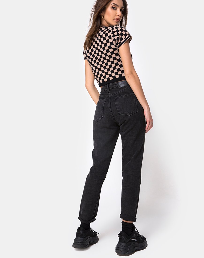 Nelle Crop Top in Checkerboard Tan – motelrocks-com-us