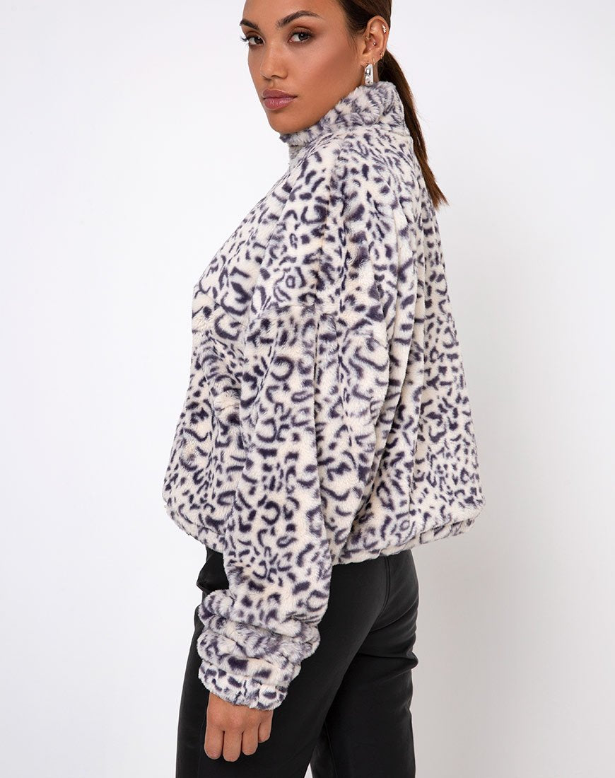 Black White Leopard Fluffy Jumper | Nero – motelrocks-com-us