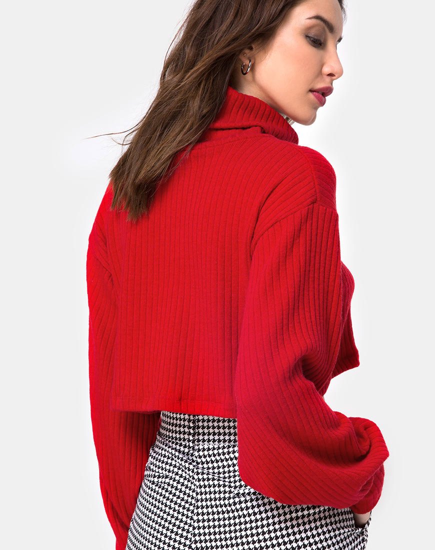 Nizer High Neck Jumper in Red – motelrocks-com-us