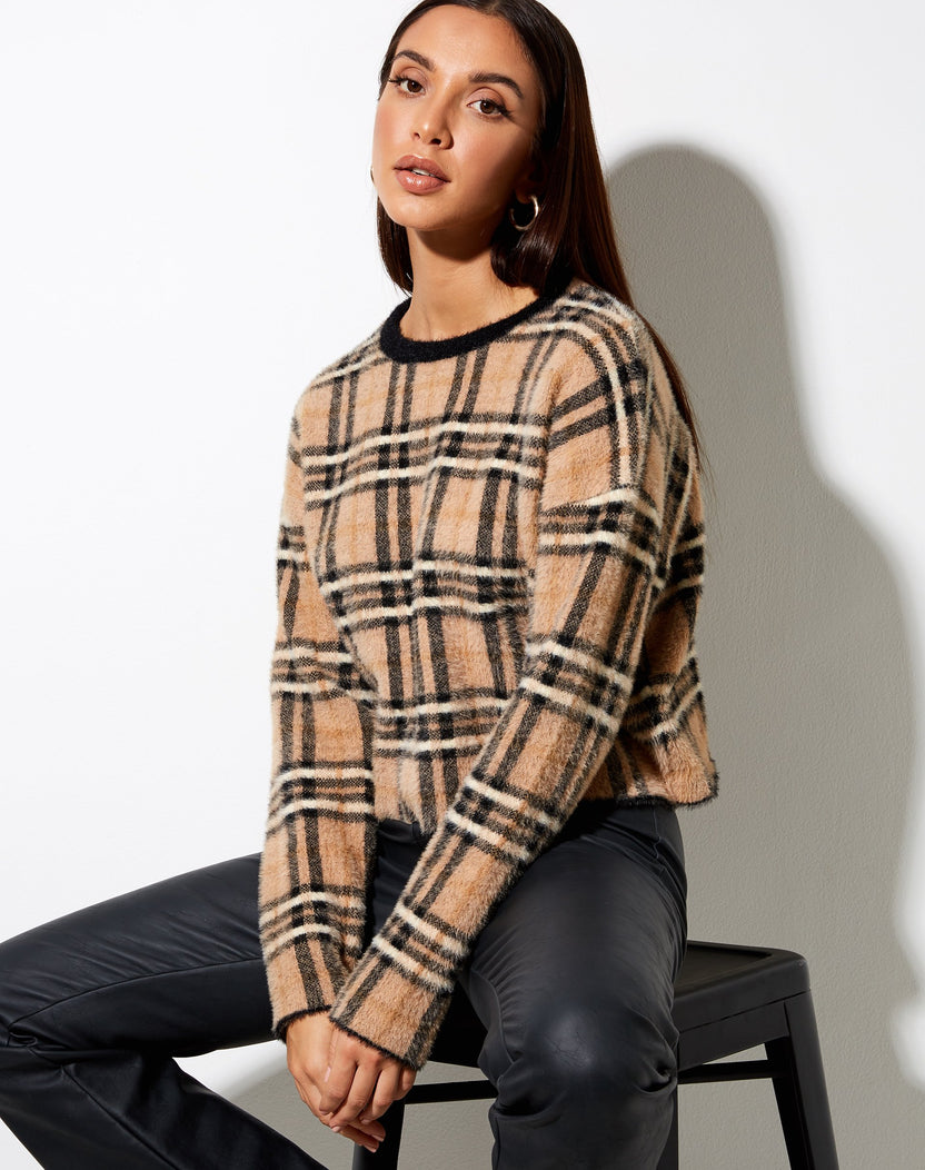 Check Print Knitted Jumper | Oki – motelrocks-com-us