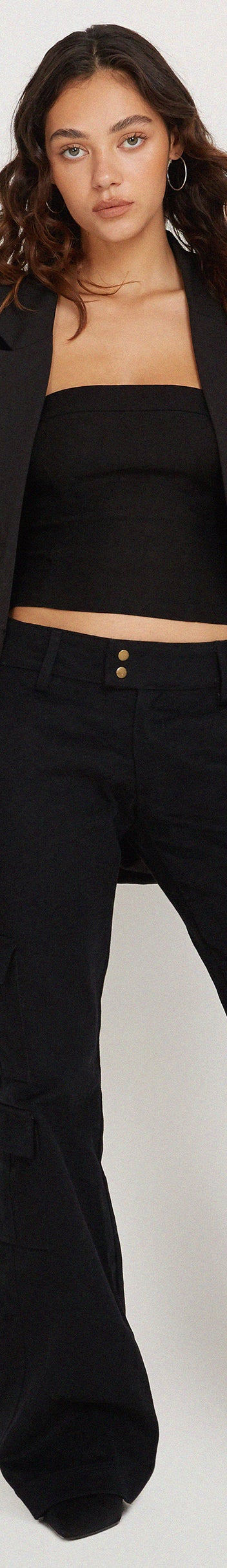 Black Low Rise Cargo Trouser | Ol – motelrocks-com-us