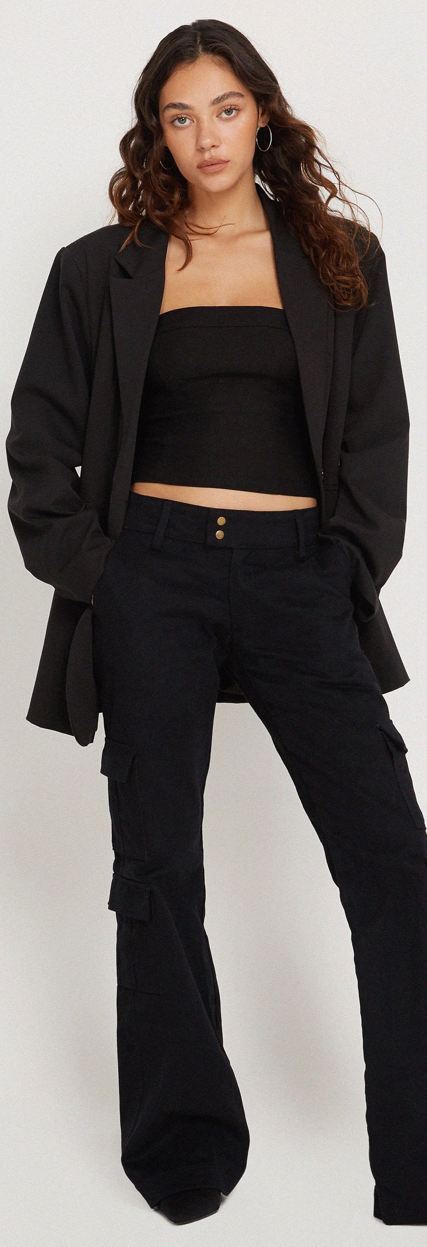 Black Low Rise Cargo Trouser | Ol – motelrocks-com-us