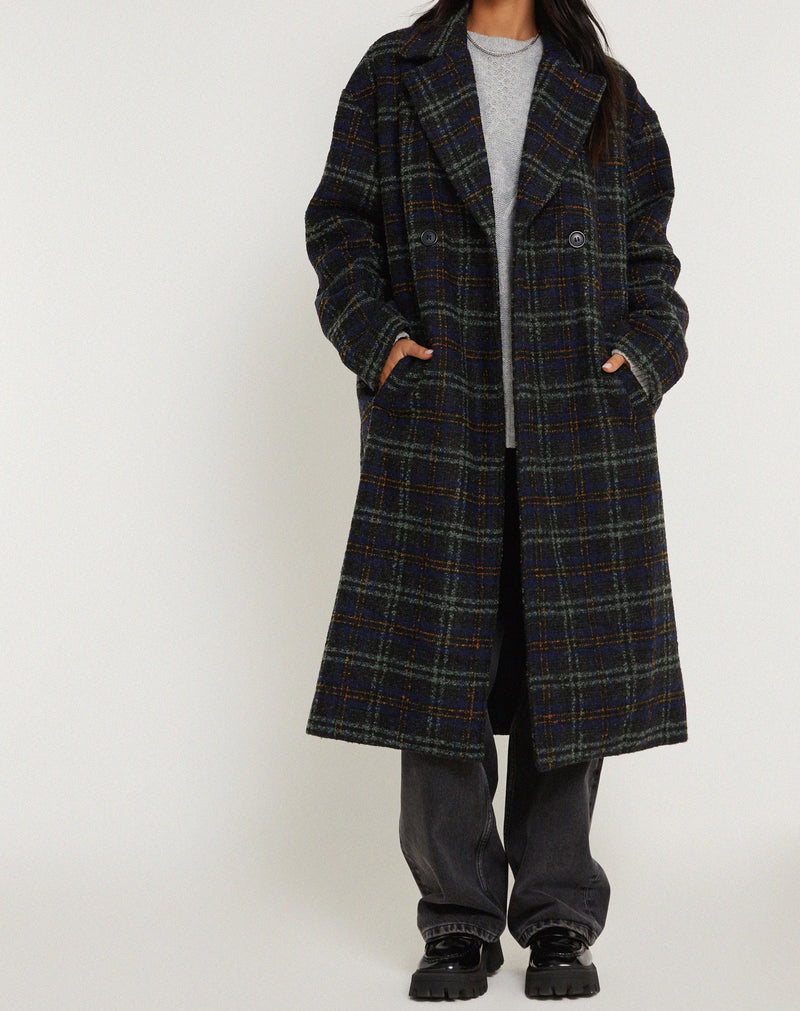 Checkered Tie Up Oversized Coat | Orlova – motelrocks-com-us