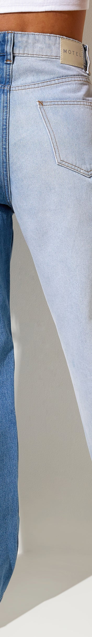 Half and Half Blue Denim Wide Leg Jean | Half and Half Parallel ...