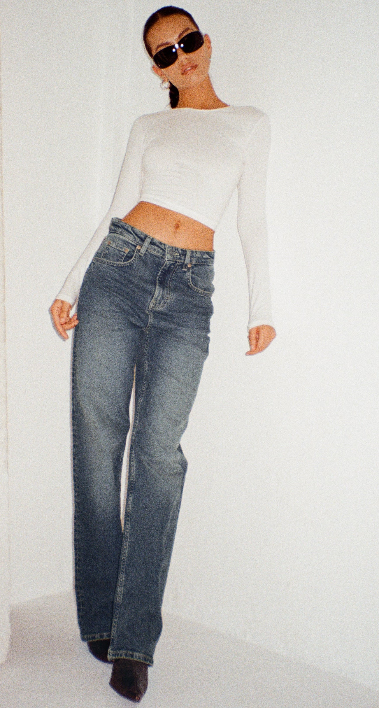 Blue Denim Wide Leg Jeans | Parallel – motelrocks-com-us