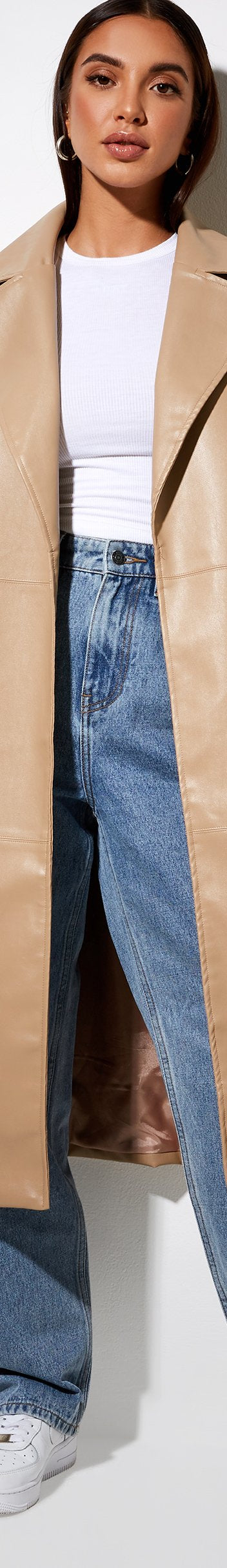 PU Tan Longline Coat | Duster – motelrocks-com-us