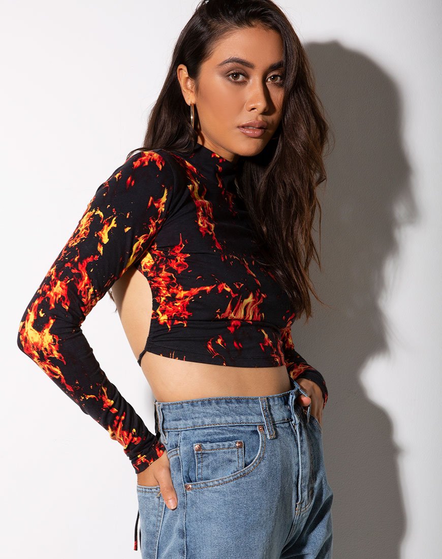 Backless Fire Crop Top | Quelia – motelrocks-com-us