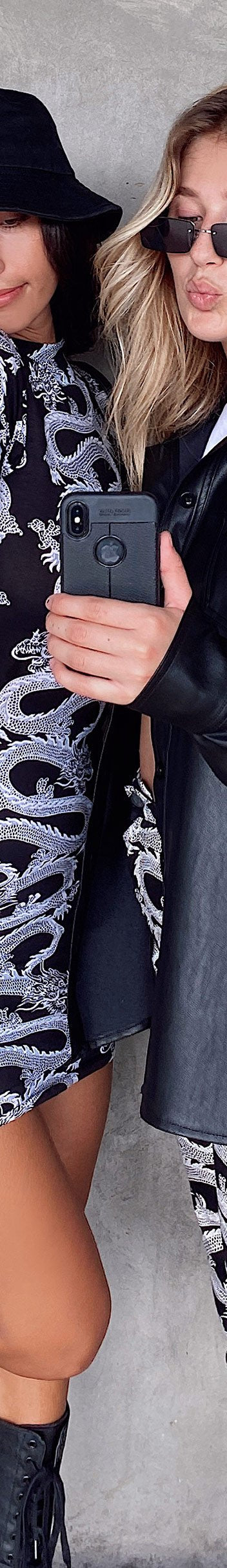 Backless Dragon Long sleeve Mini Dress | Quelin – motelrocks-com-us