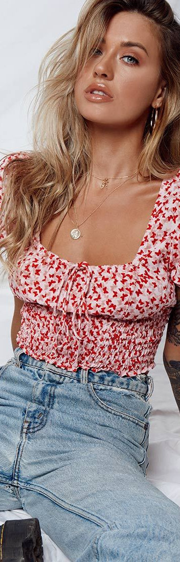 Peach and Red Crop Top | Raquel – motelrocks-com-us